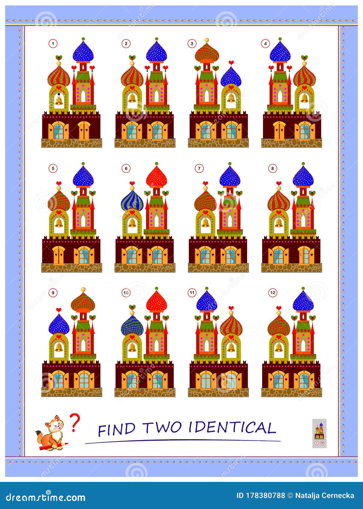Logic Puzzle Game for Children and Adults. Find Two Identical Toy ...