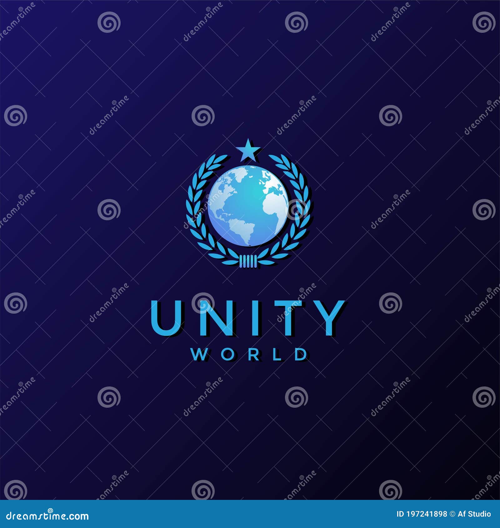 World Earth Globe with Laurel Leaf Unity United Logo Design Vector ...