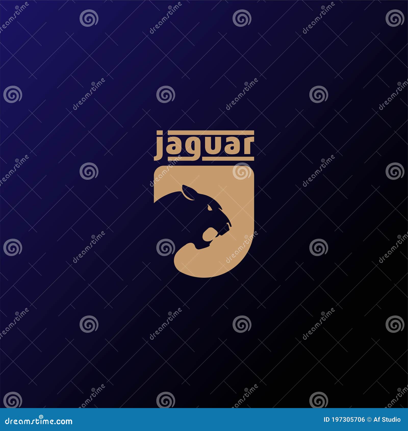 Initial Letter J Jaguar Tiger Leopard Panther Cat Head Silhouette Badge ...