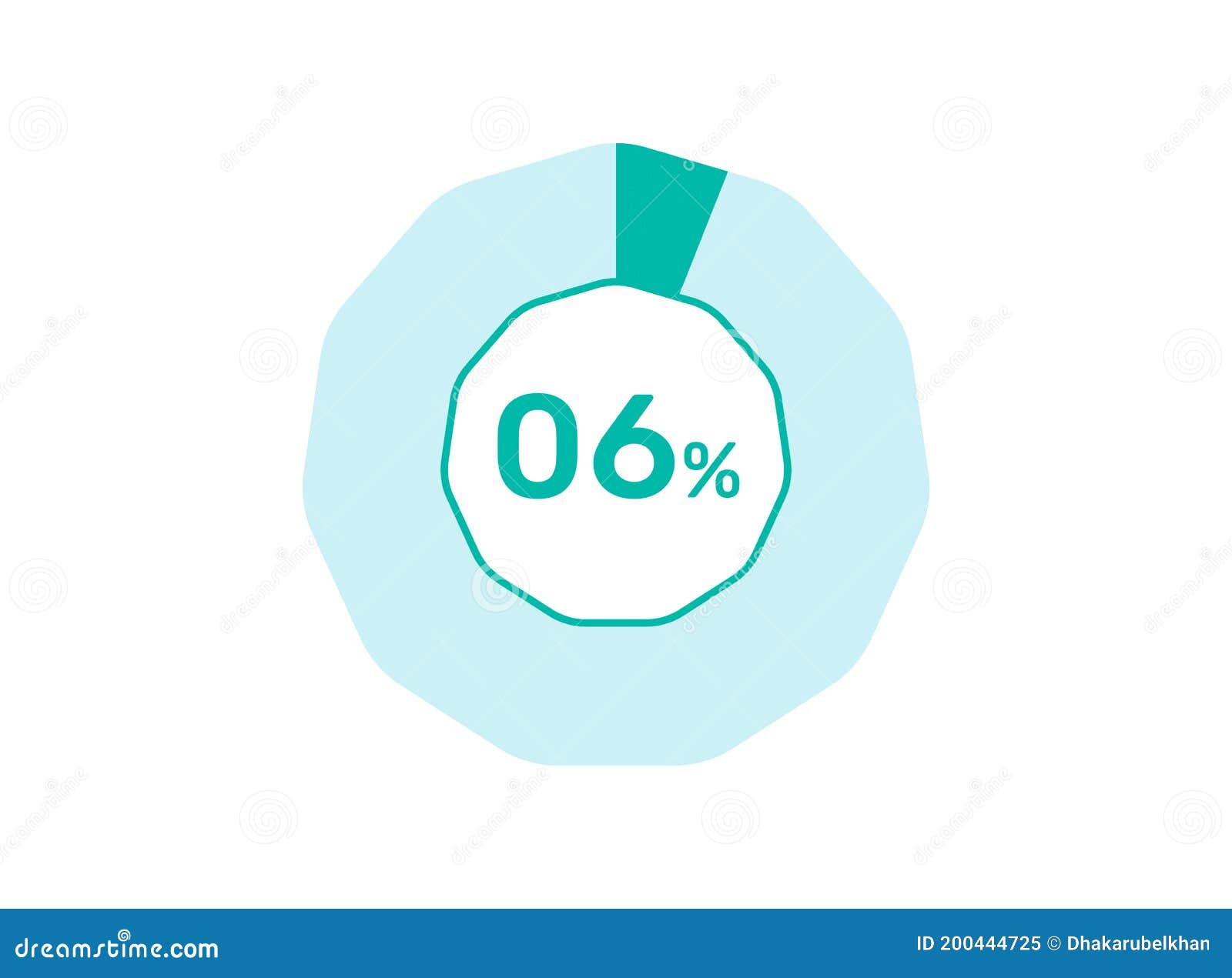 6 Percentage, Circle Pie Chart Showing 6 Percentage Diagram Infographic ...