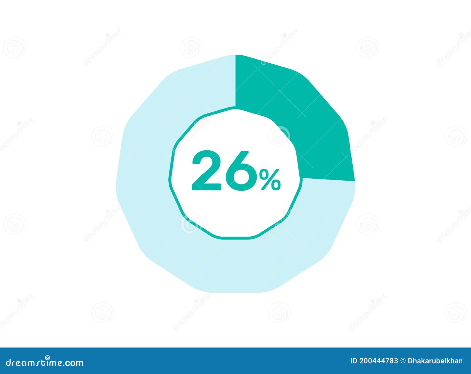 26 Percentage, Circle Pie Chart Showing 26 Percentage Diagram ...