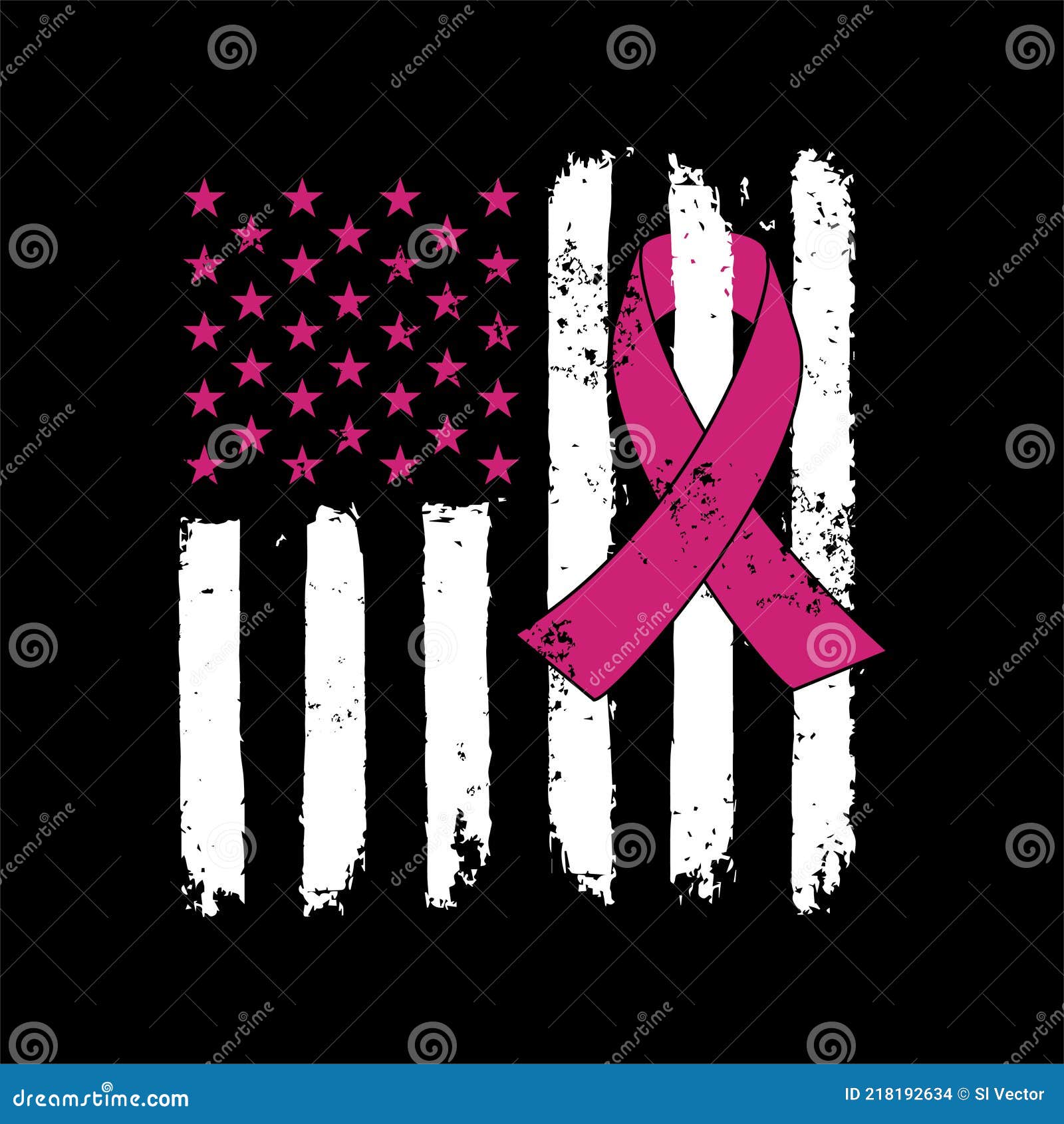 Awareness Ribbon - Breast Cancer Awareness American Distressed Flag ...