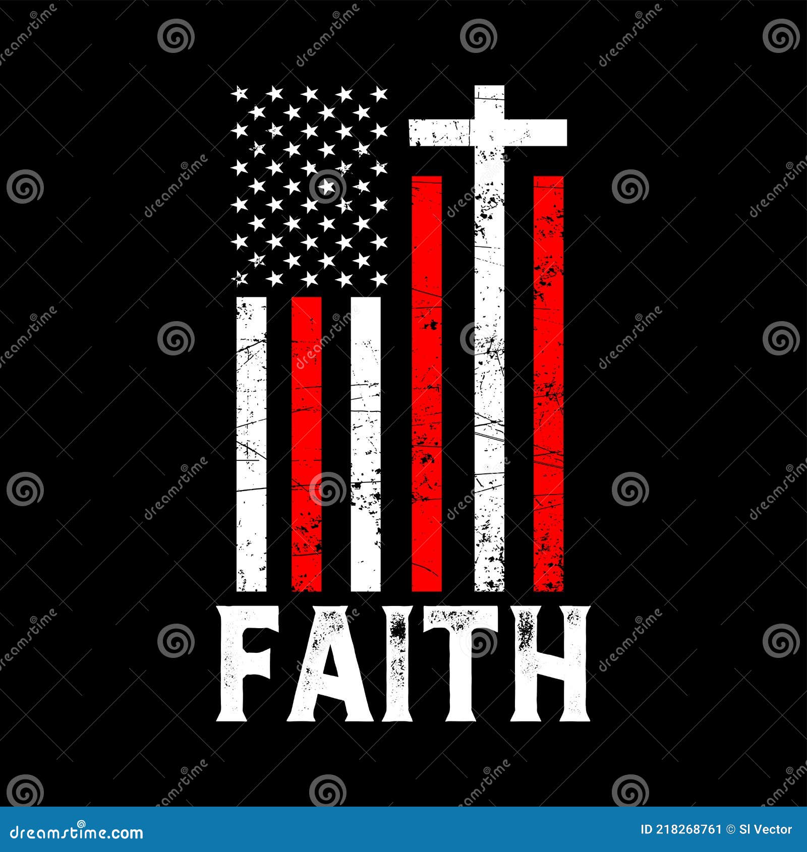Distressed USA Flag Cross with Faith Text Vector, Christian T Shirt ...