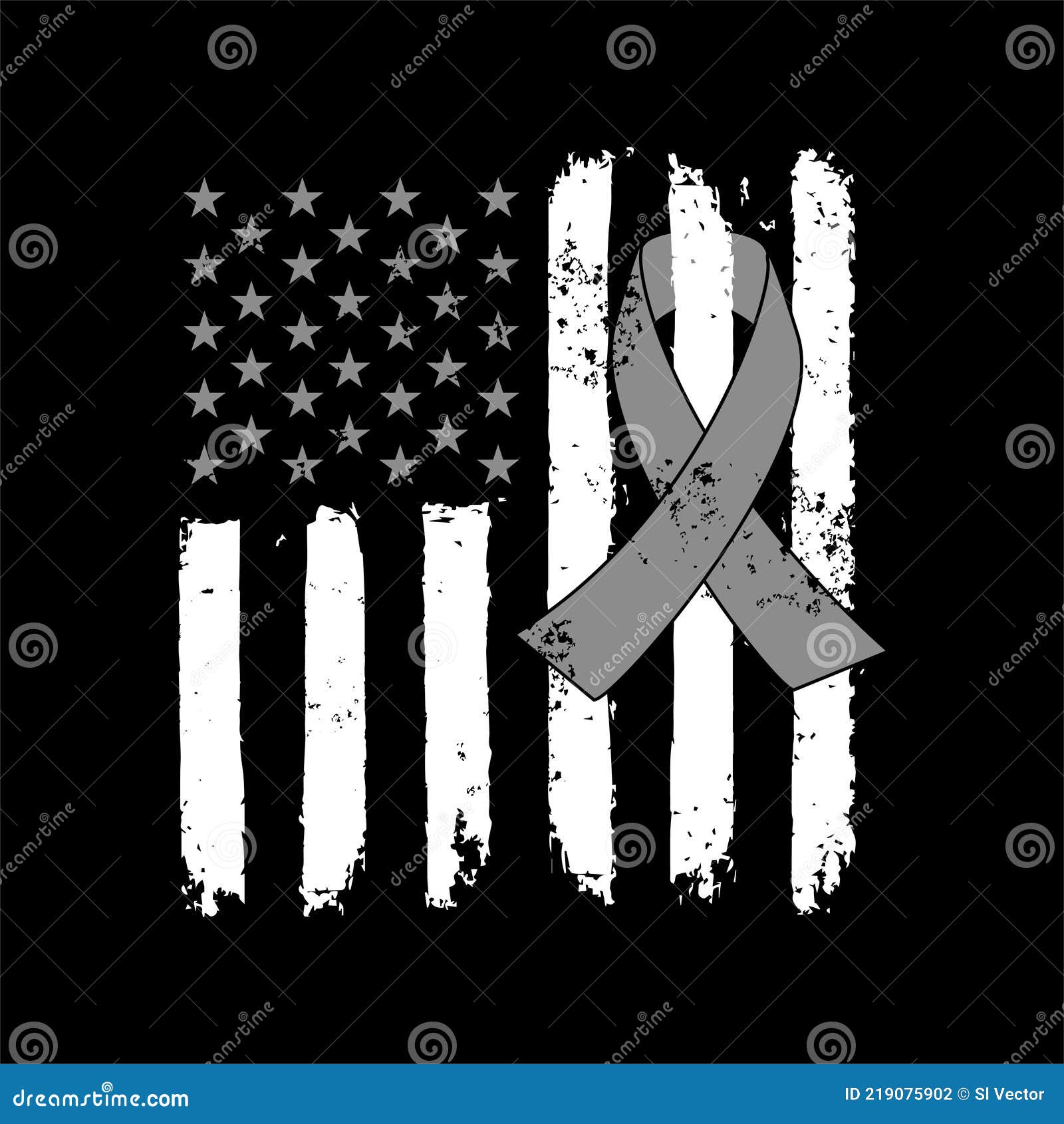 Awareness Ribbon - Brain Cancer Awareness American Distressed Flag ...