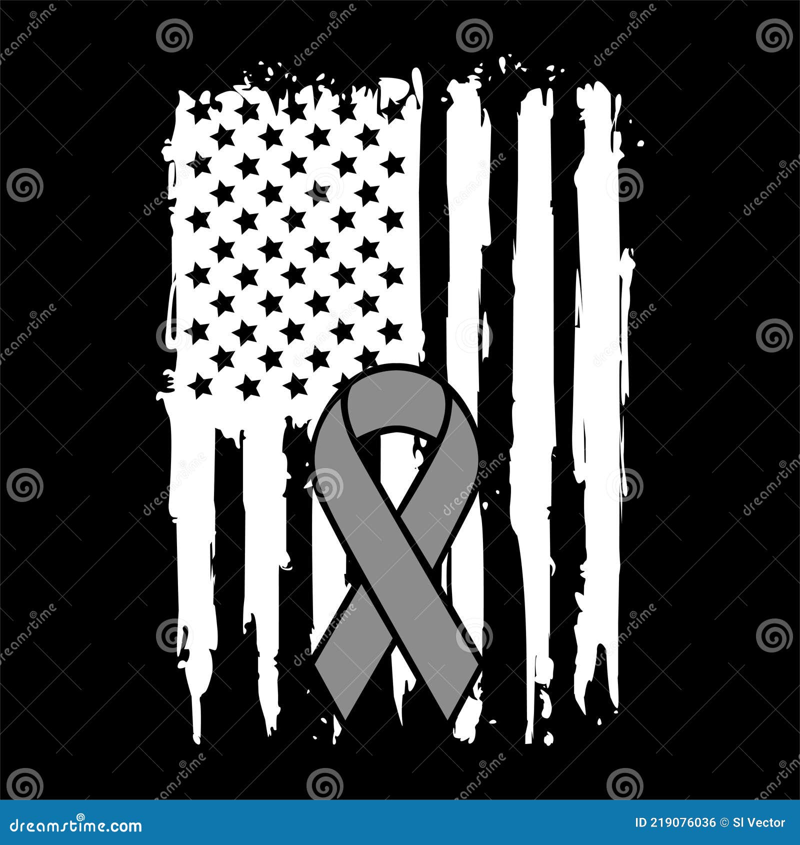 Awareness Ribbon - Brain Cancer Awareness American Distressed Flag ...