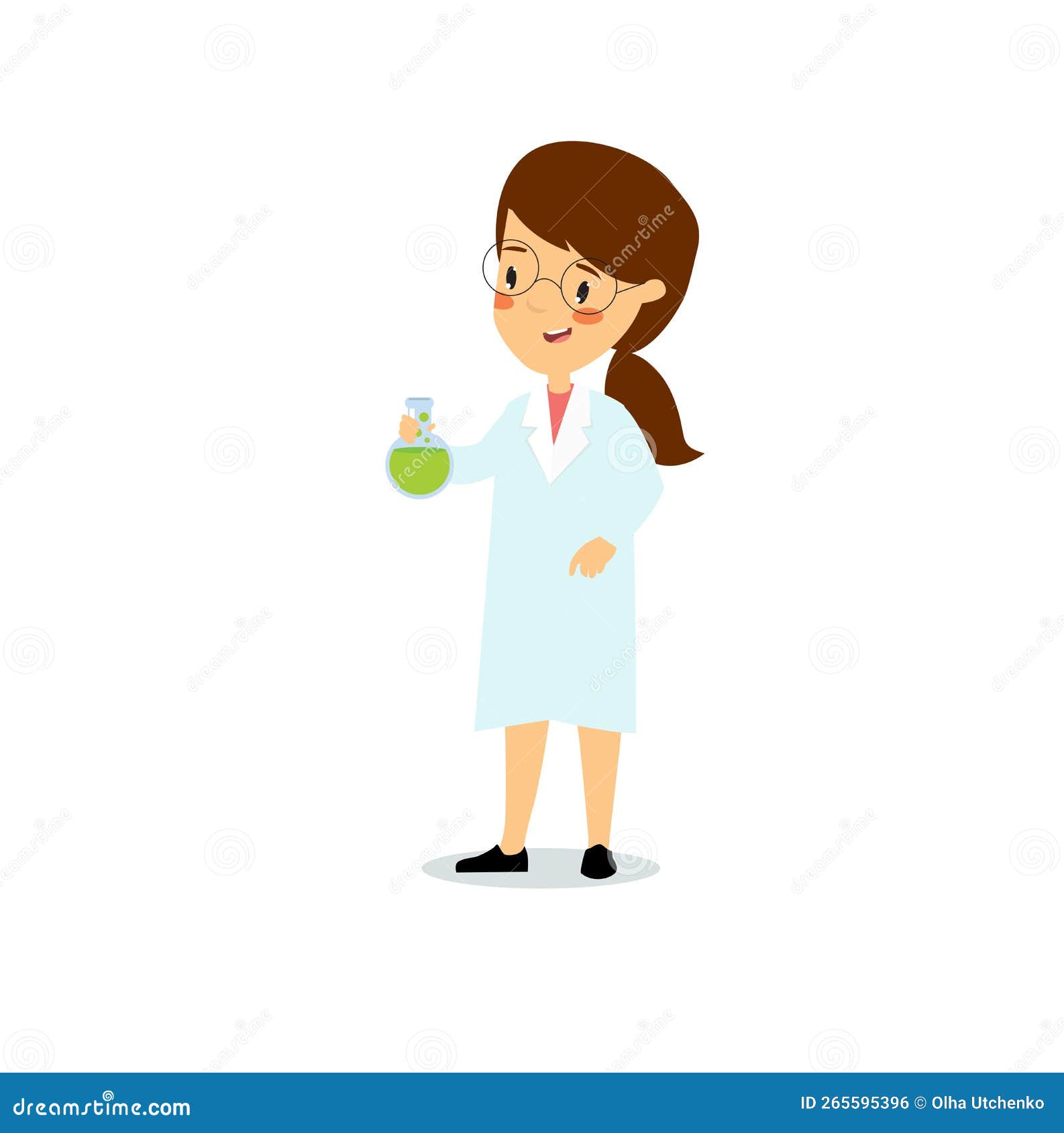 Girl Chemist Conducts an Experiment. Vector Cartoon Girl Stock Vector ...
