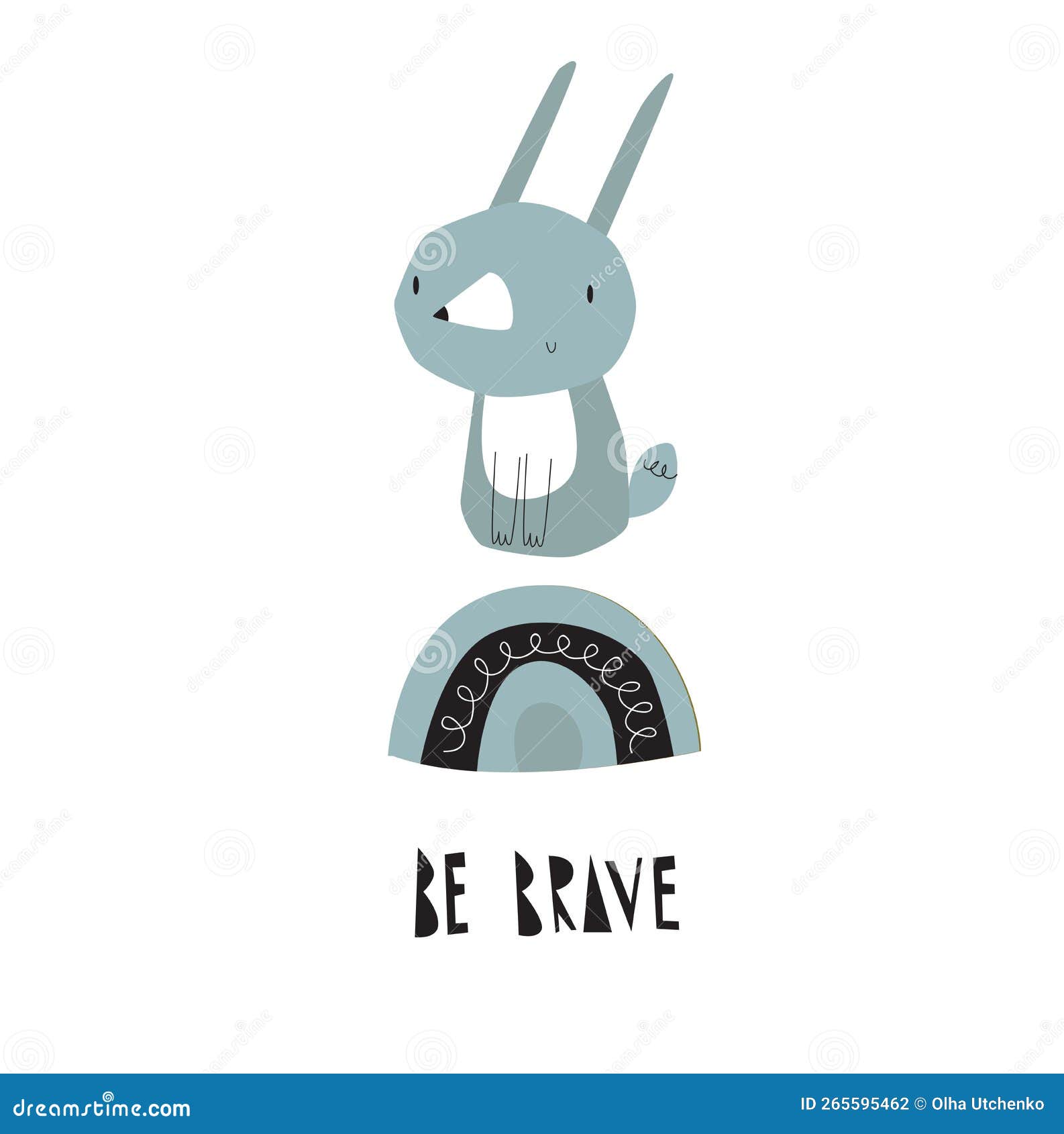 "Be Brave" Vector Poster with a Hare. Cartoon Rabbit. Postcard, Poster ...