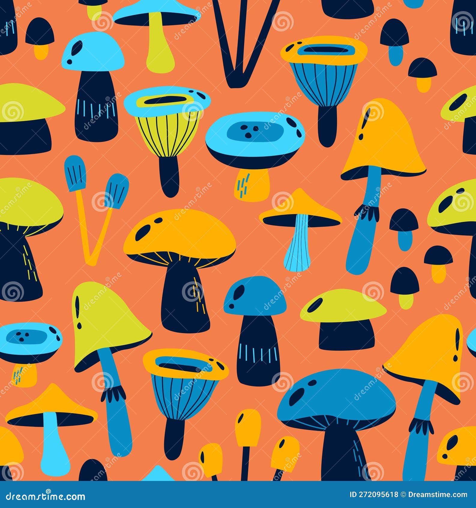 Vector Pattern with Mushrooms. Multi-colored Stylized Mushrooms. Bright ...