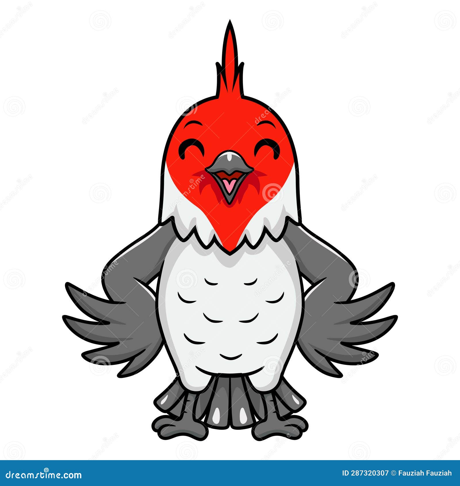 Cute Red Crested Cardinal Bird Cartoon Stock Vector - Illustration of ...