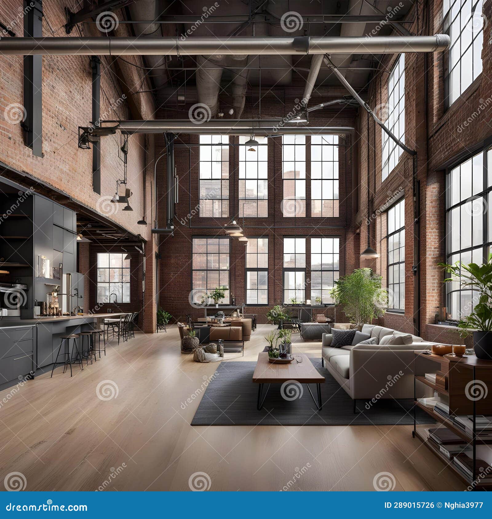 A Converted Industrial Loft with Exposed Brick Walls, High Ceilings ...