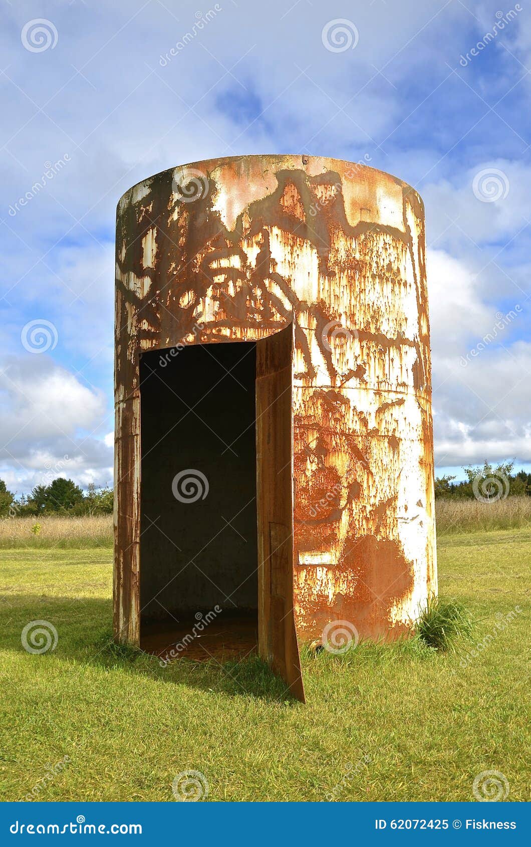 Converted Rusty Oil Barrel into Yard Storage Shed Stock Image - Image ...