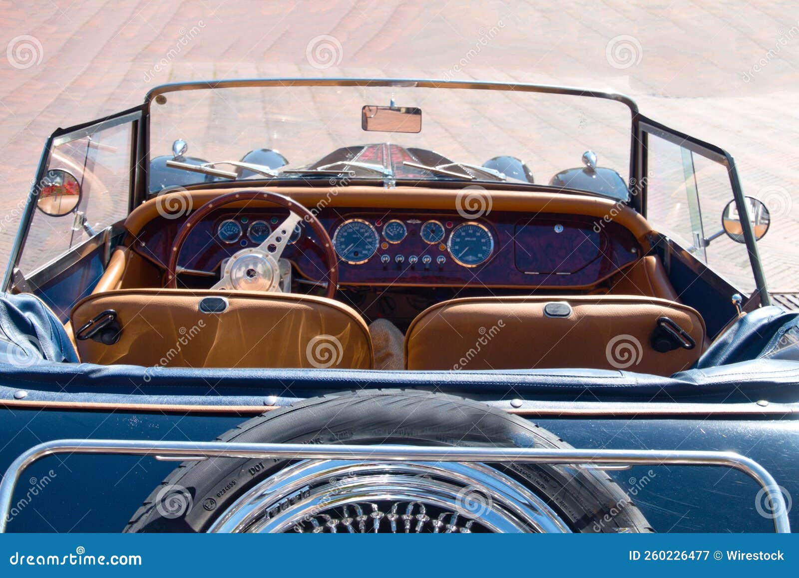 Convertible blue retro car stock image. Image of closeup - 260226477