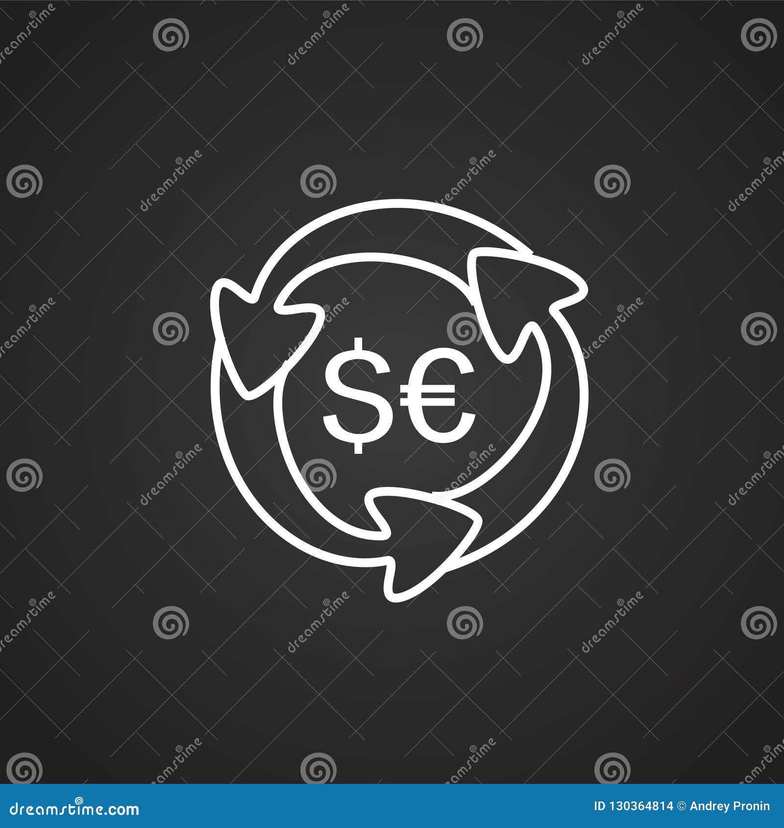 Converting Exchange Value Thin Line on Black Background Stock Vector ...