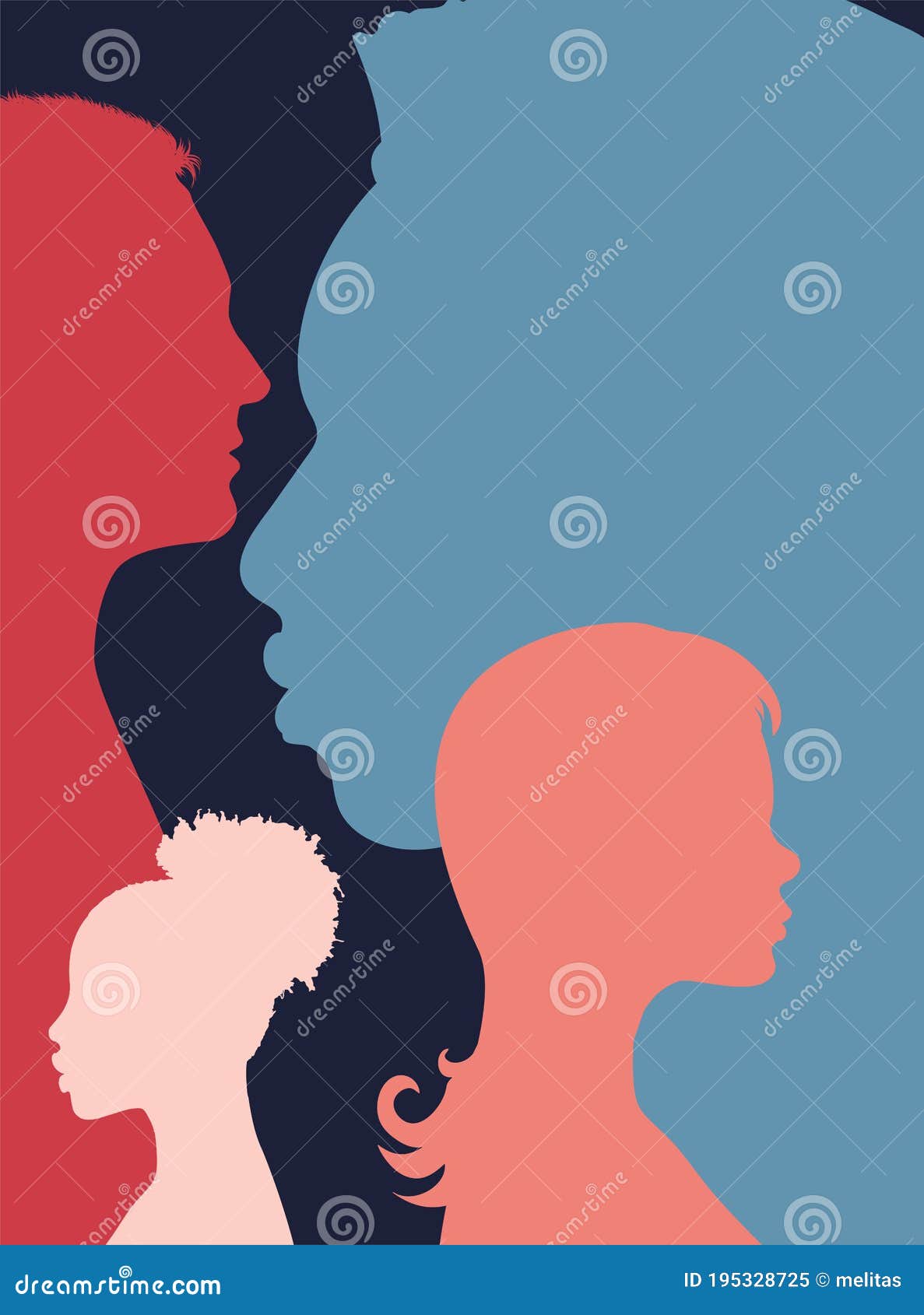 Diversity Multi-ethnic and Multiracial People Poster. Silhouette ...
