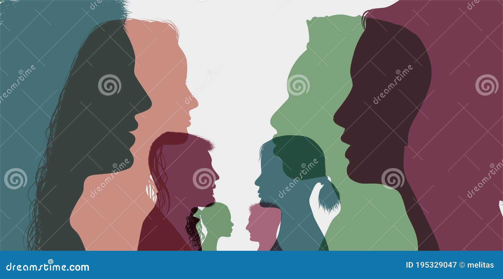 Diversity Multi-ethnic And Multiracial People. Silhouette Profile Group ...