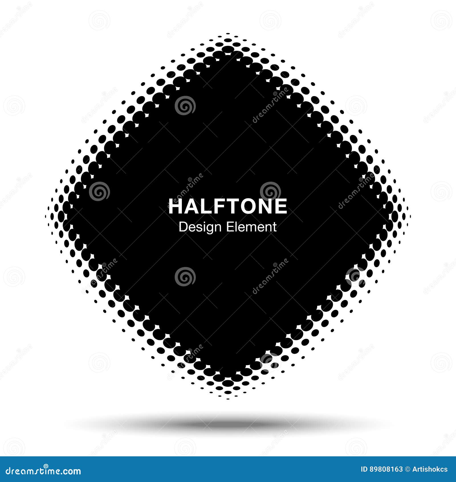 Convex Black Abstract Vector Distorted Rhombus Square Frame Halftone ...