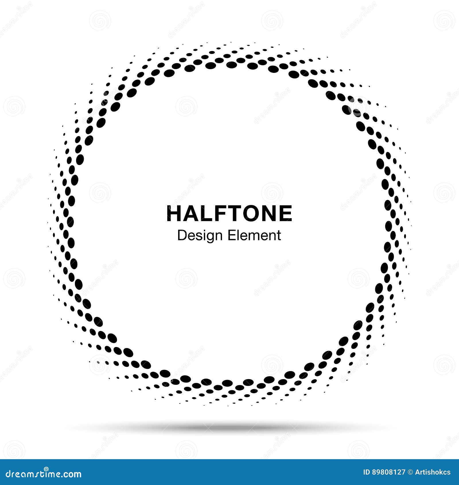 Convex Distorted Black Abstract Vector Circle Frame Halftone Dots Logo ...