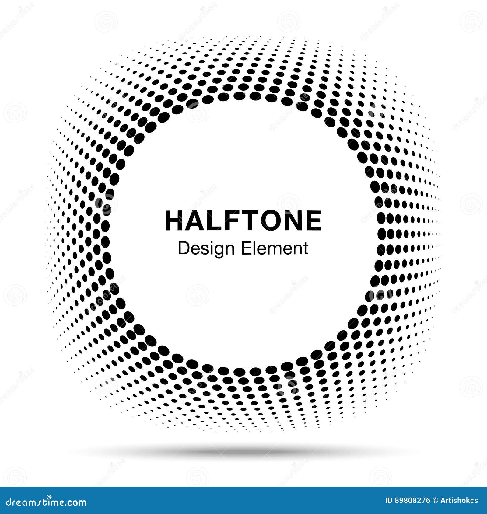 Convex Distorted Black Abstract Vector Circle Frame Halftone Dots Logo ...