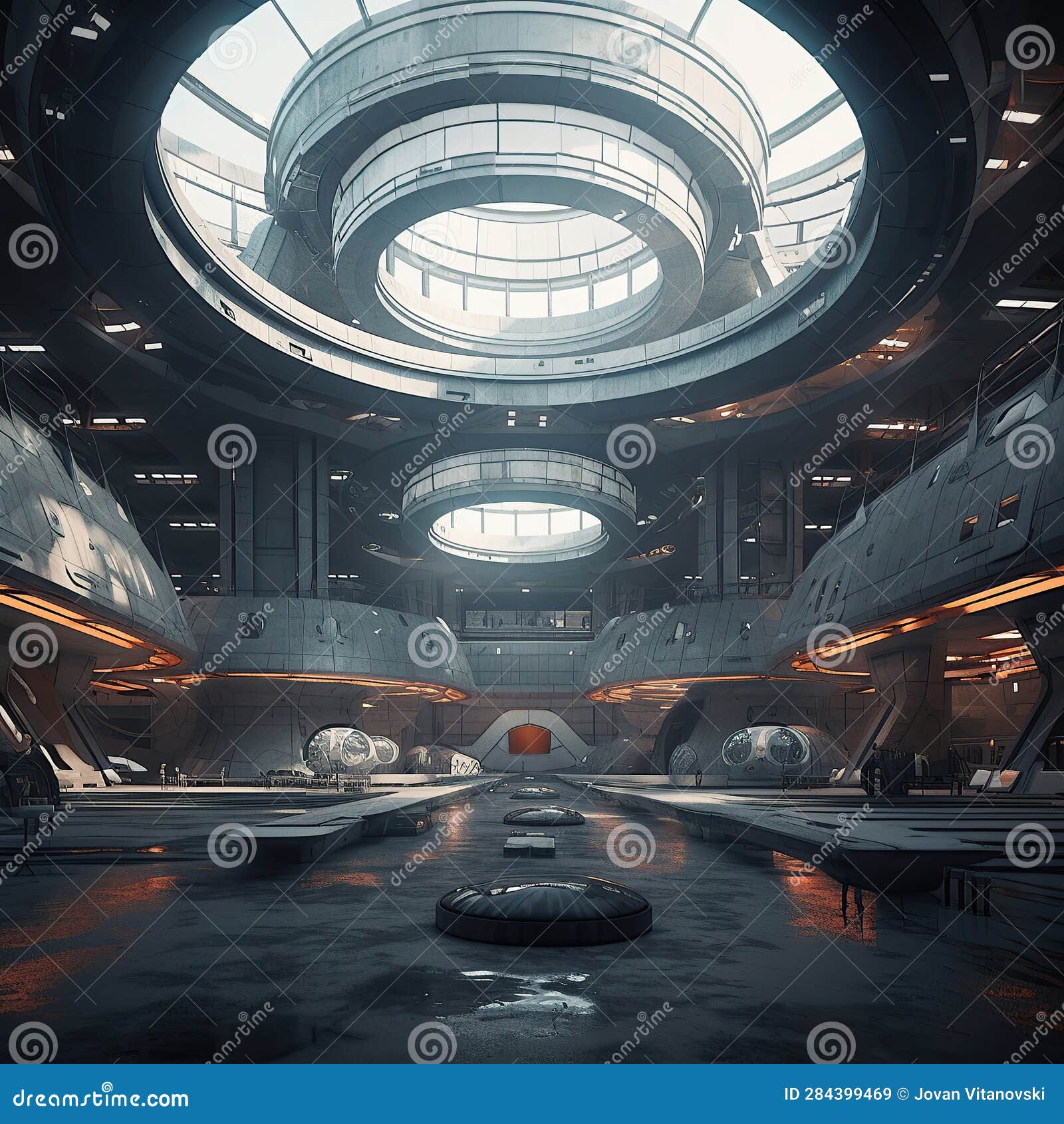 Convex Surface of Sci Fi Industrial Building Stock Illustration ...