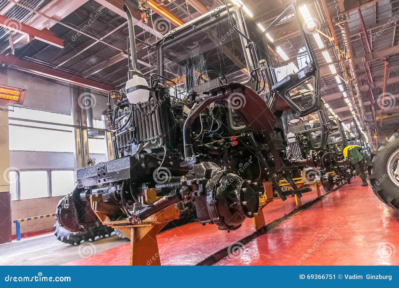 Conveyor Assembly Stage the Body of Tractor at Factory Stock Image ...