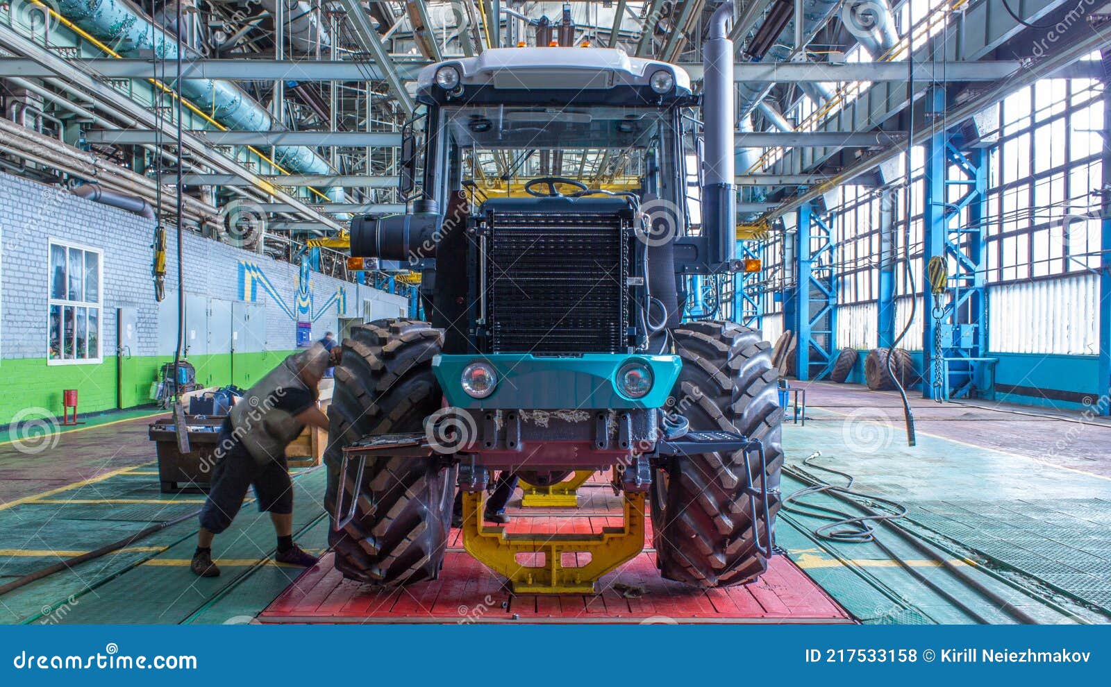 Conveyor Assembly Stage the Body of Tractor at Factory Timelapse Stock ...