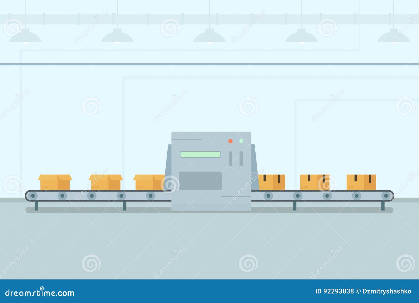 Conveyor Belt With Boxes Vector Illustration | CartoonDealer.com #92293838