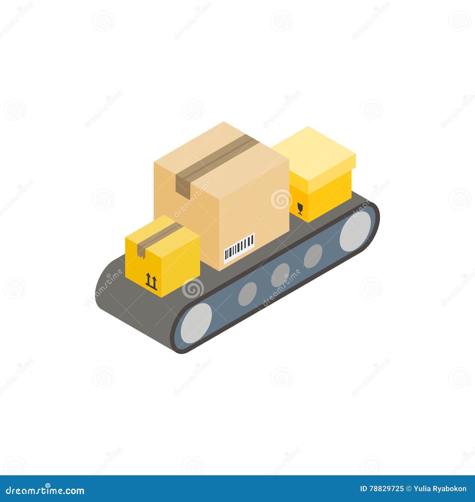 Conveyor Belt with Boxes Icon, Isometric 3d Style Stock Vector ...