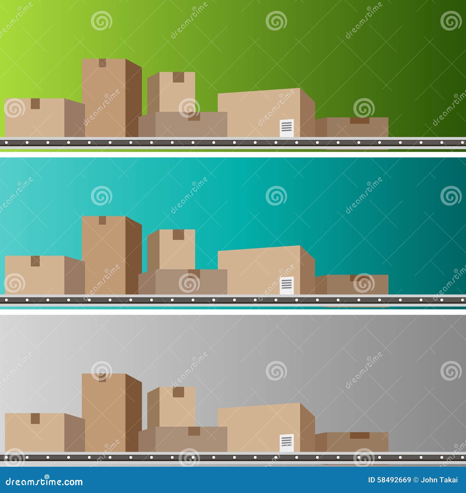Conveyor With Boxes Color Darker Flat Icons Vector Illustration ...