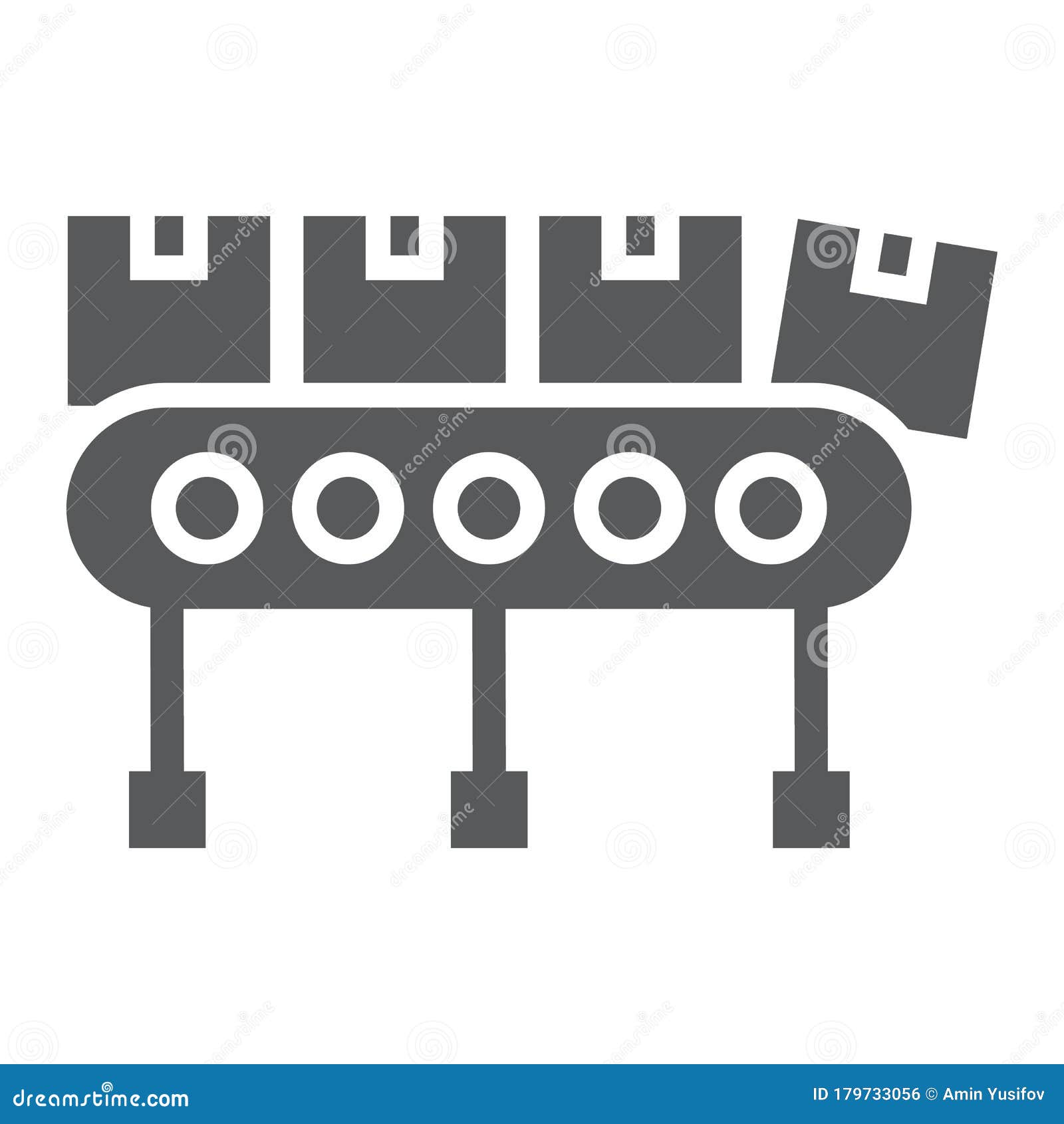 Conveyor Belt with Cardboard Boxes Glyph Icon, Logistic and Delivery ...