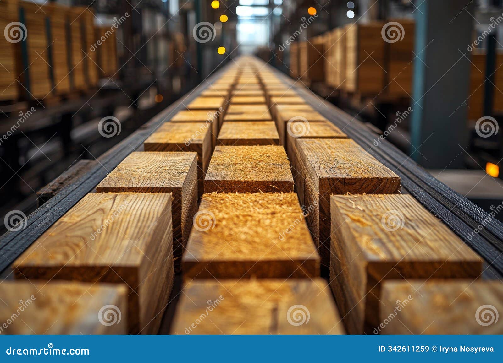 Conveyor Belt Carrying Cut Lumber in a Modern Wood Processing Plant ...