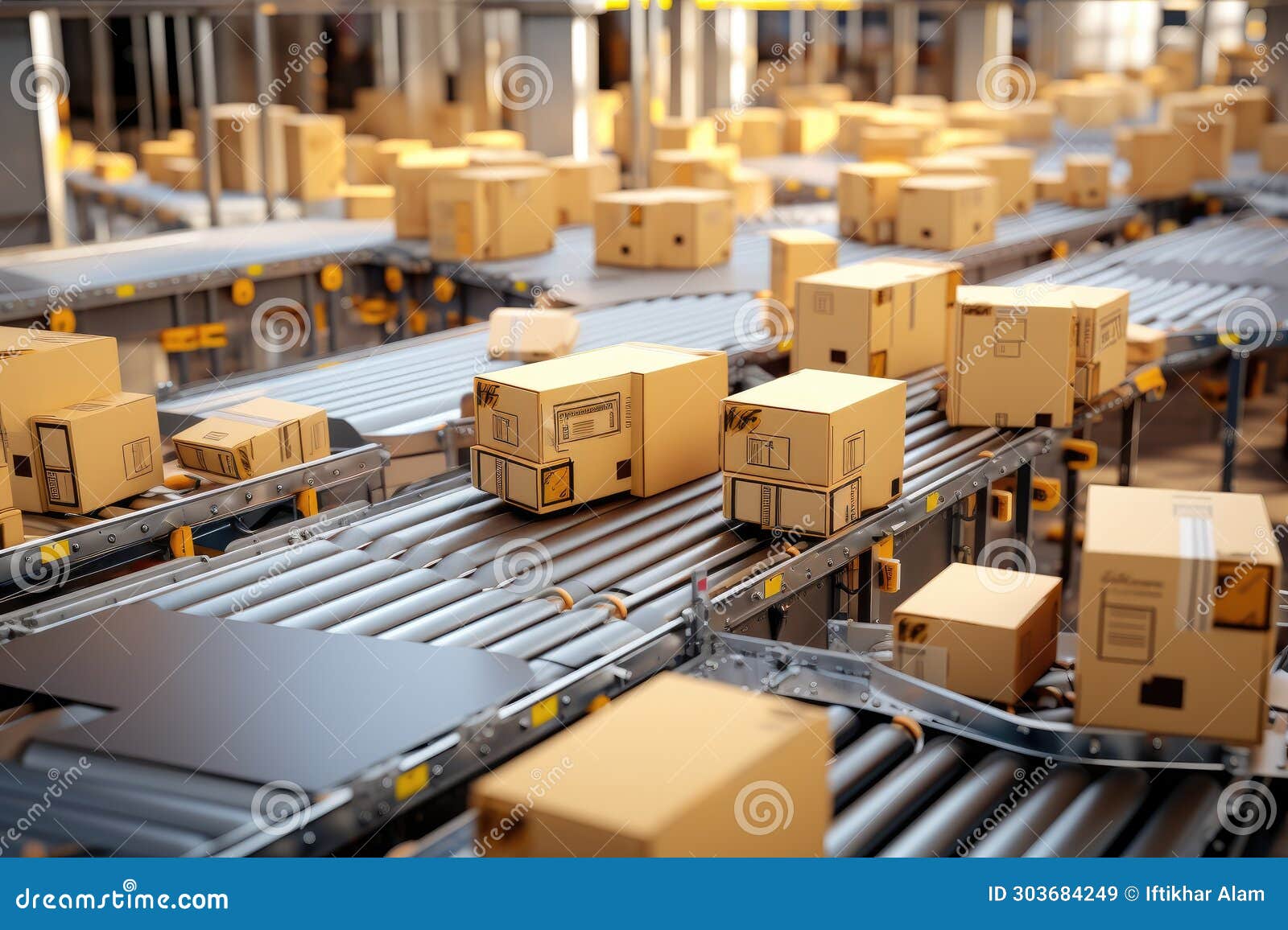 A Conveyor Belt Carrying Multiple Boxes, Providing an Efficient ...