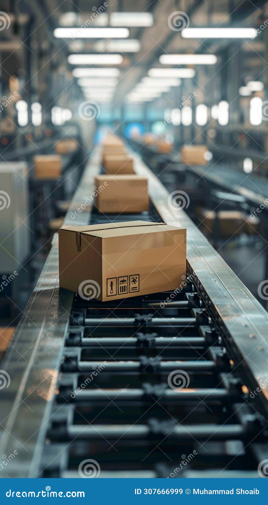 Conveyor Belt Carrying Multiple Logistics Boxes, Symbolizing Smooth ...