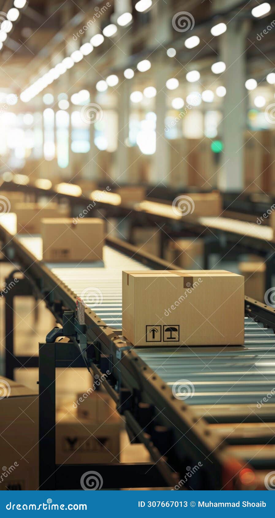 Conveyor Belt Carrying Multiple Logistics Boxes, Symbolizing Smooth ...