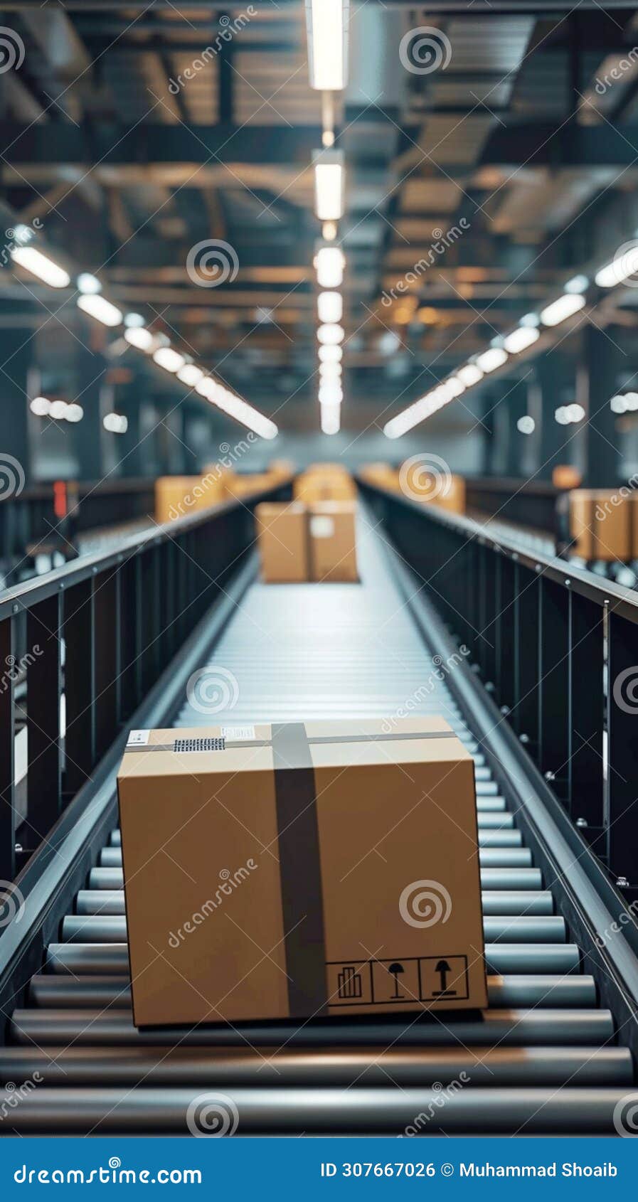 Conveyor Belt Carrying Multiple Logistics Boxes, Symbolizing Smooth ...