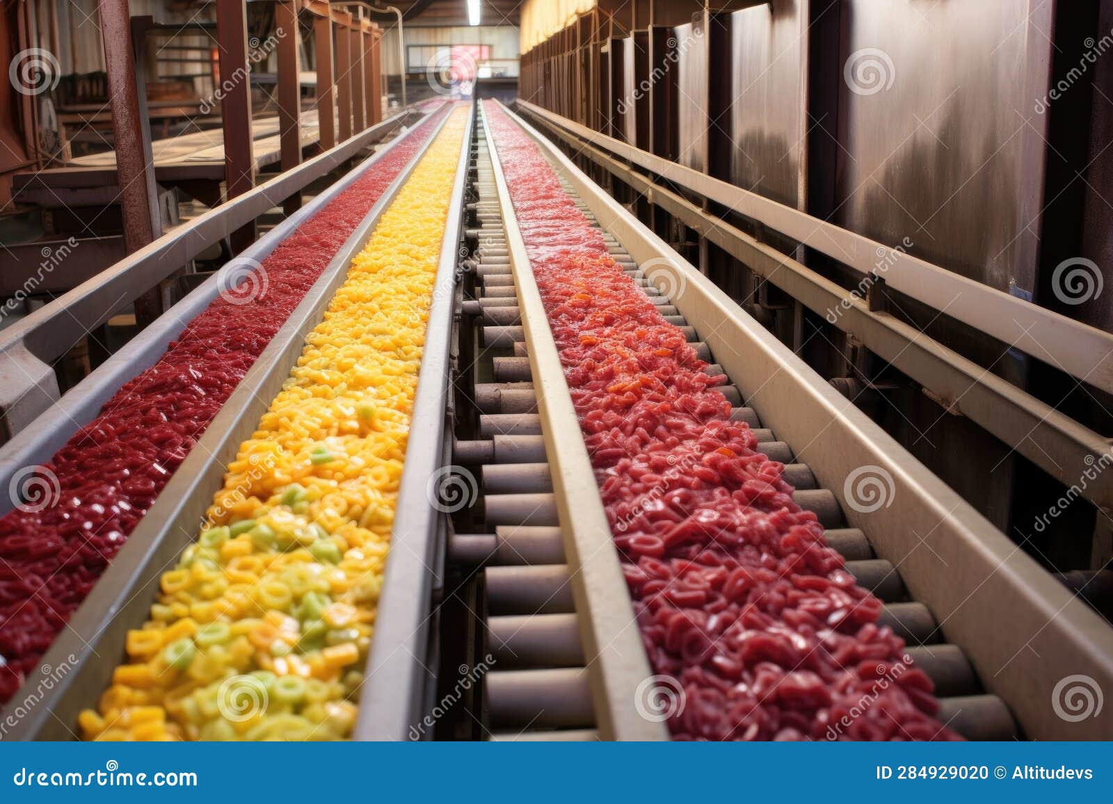 Conveyor Belt Carrying Rows of Freshly Made Candies Stock Illustration ...