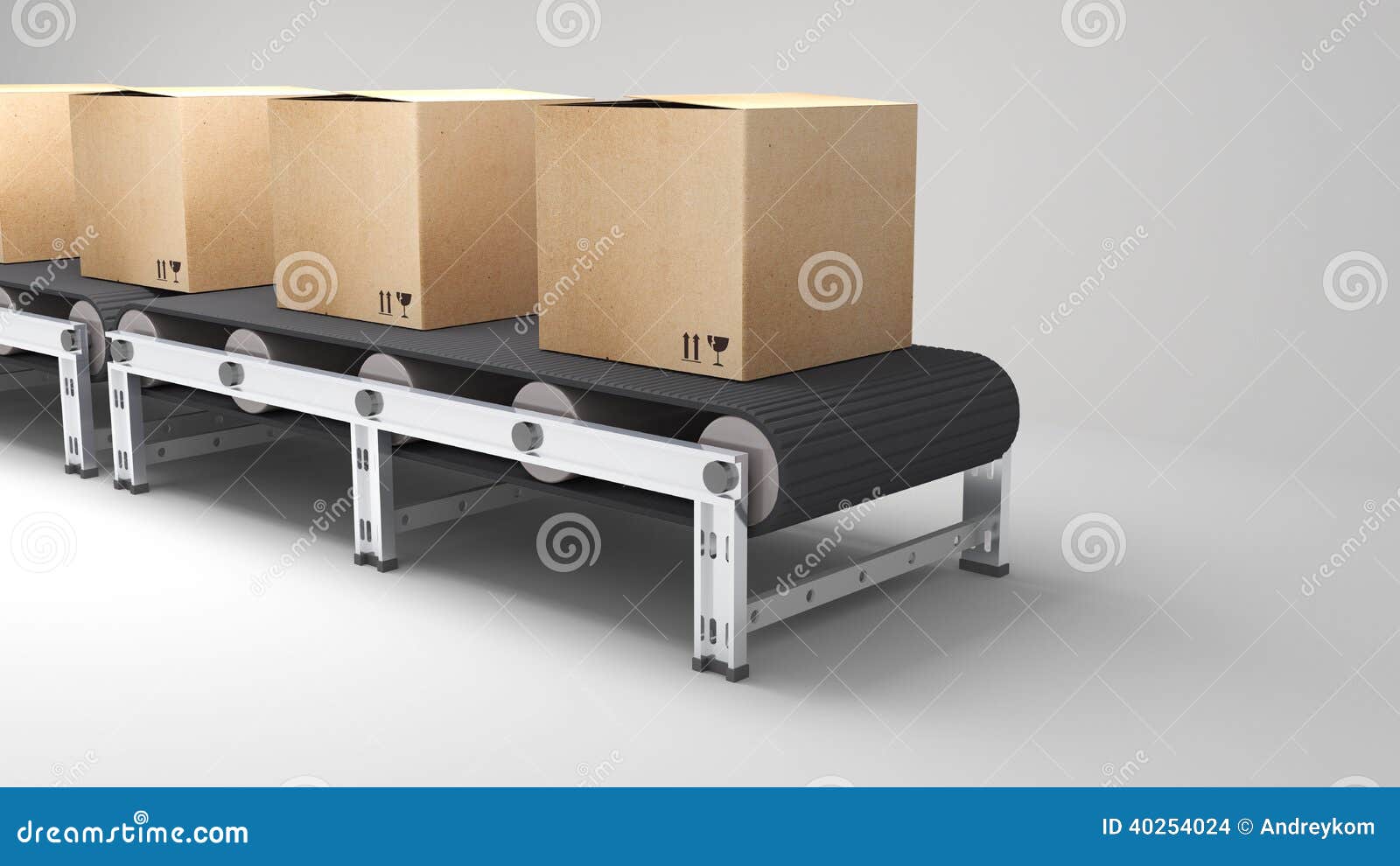 Conveyor belt with cartons stock illustration. Illustration of factory ...