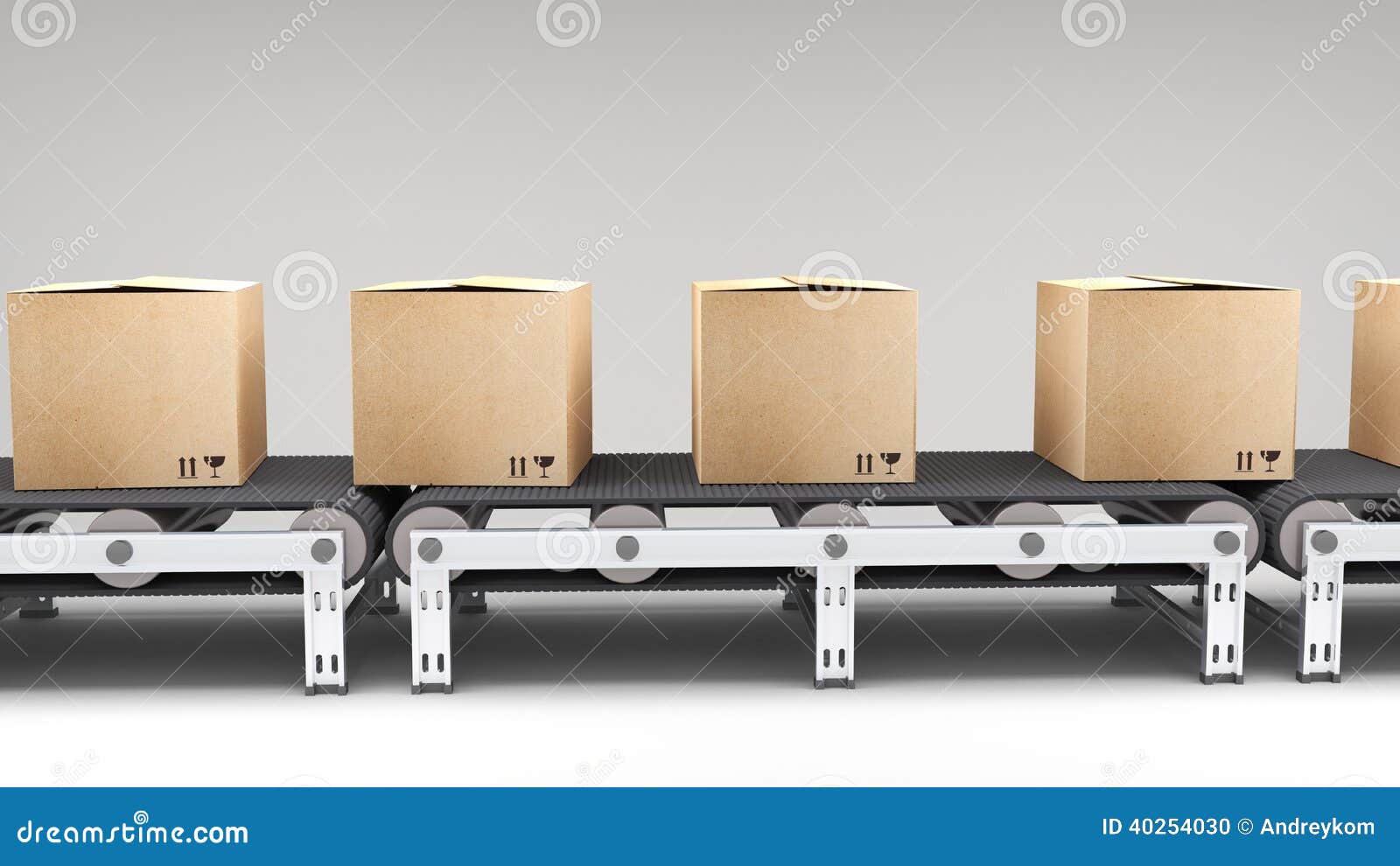 Conveyor belt with cartons stock illustration. Illustration of carton ...