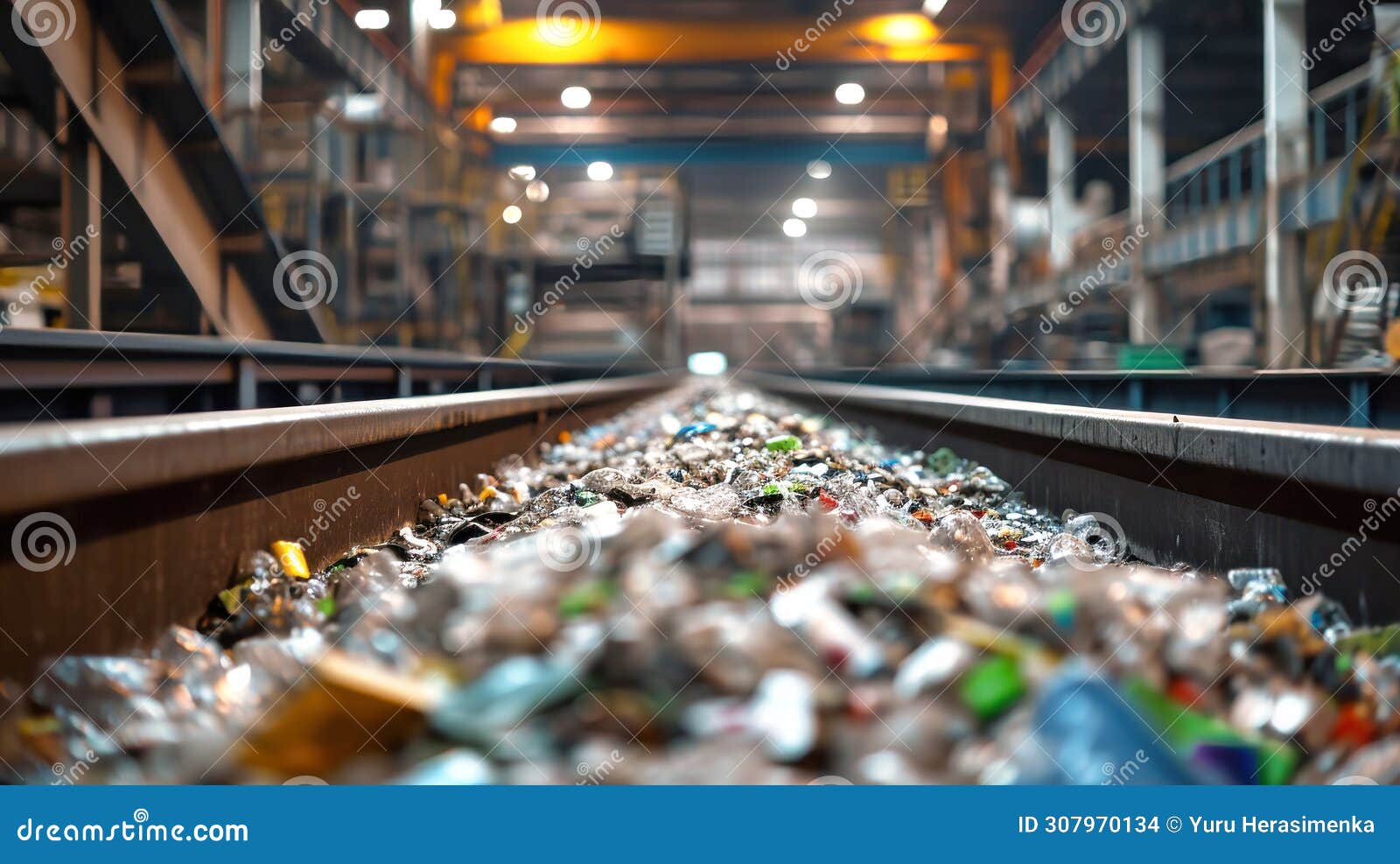 Conveyor Belt Filled with Garbage at a Waste Processing Plant Stock ...