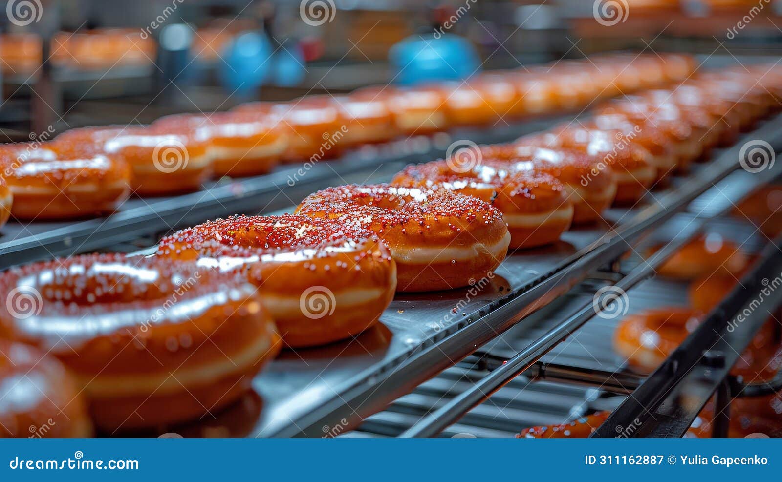 Conveyor Belt Filled with Glazed Donuts Stock Image - Image of ...