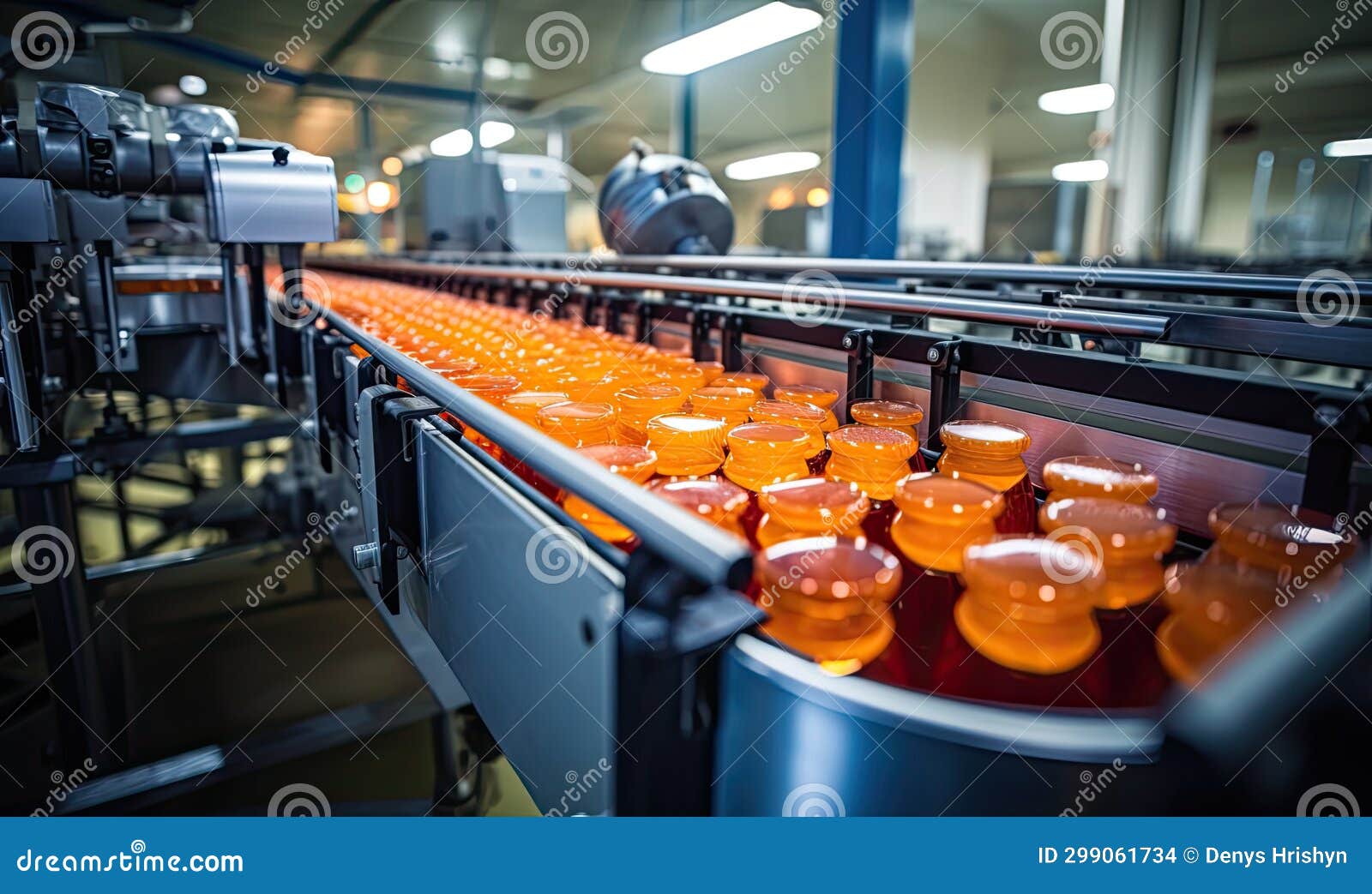 A Vibrant Array of Orange Cups on a Dynamic Conveyor Belt Stock ...