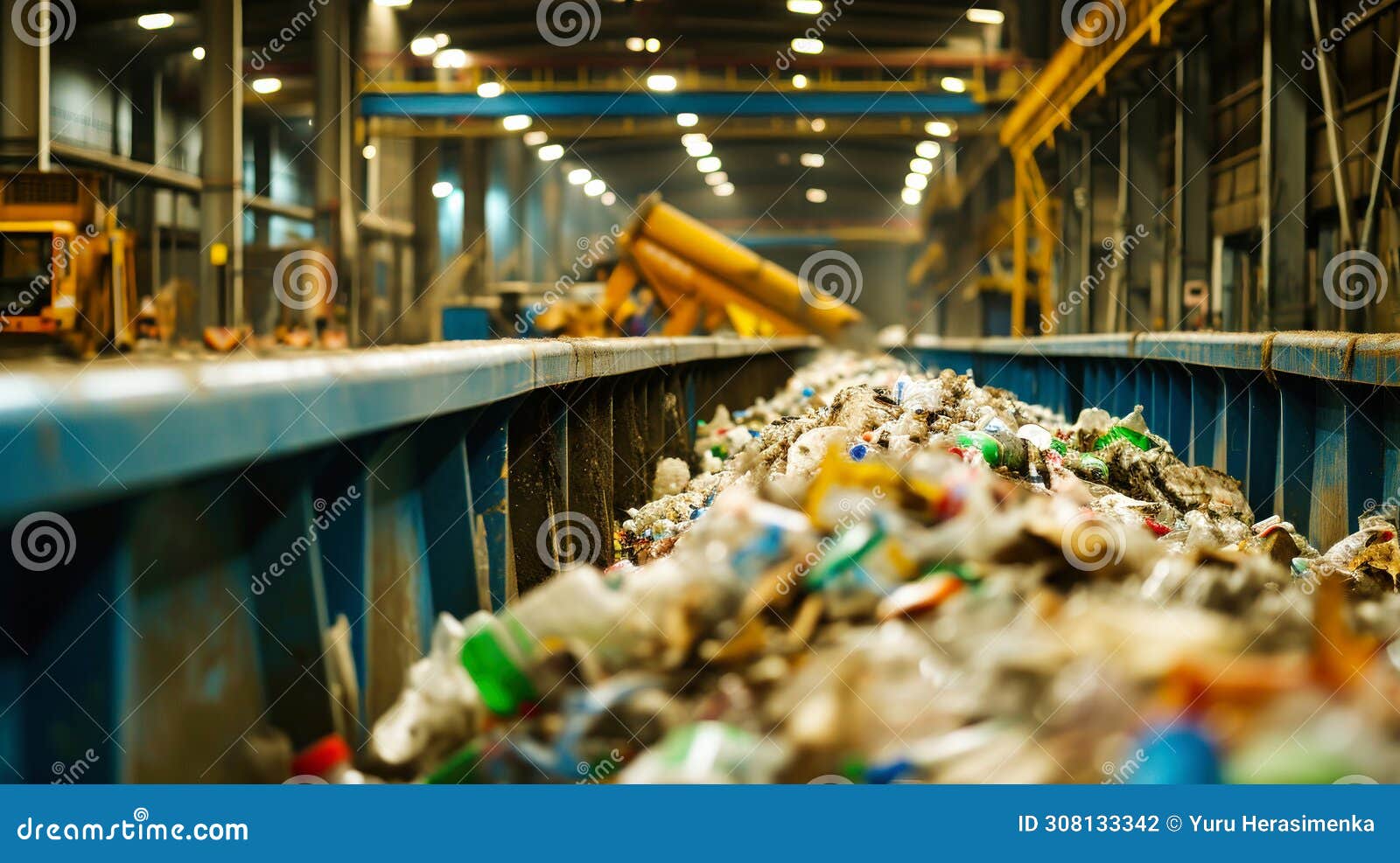 Conveyor Belt Filled with Trash at a Garbage Processing Plant Stock ...