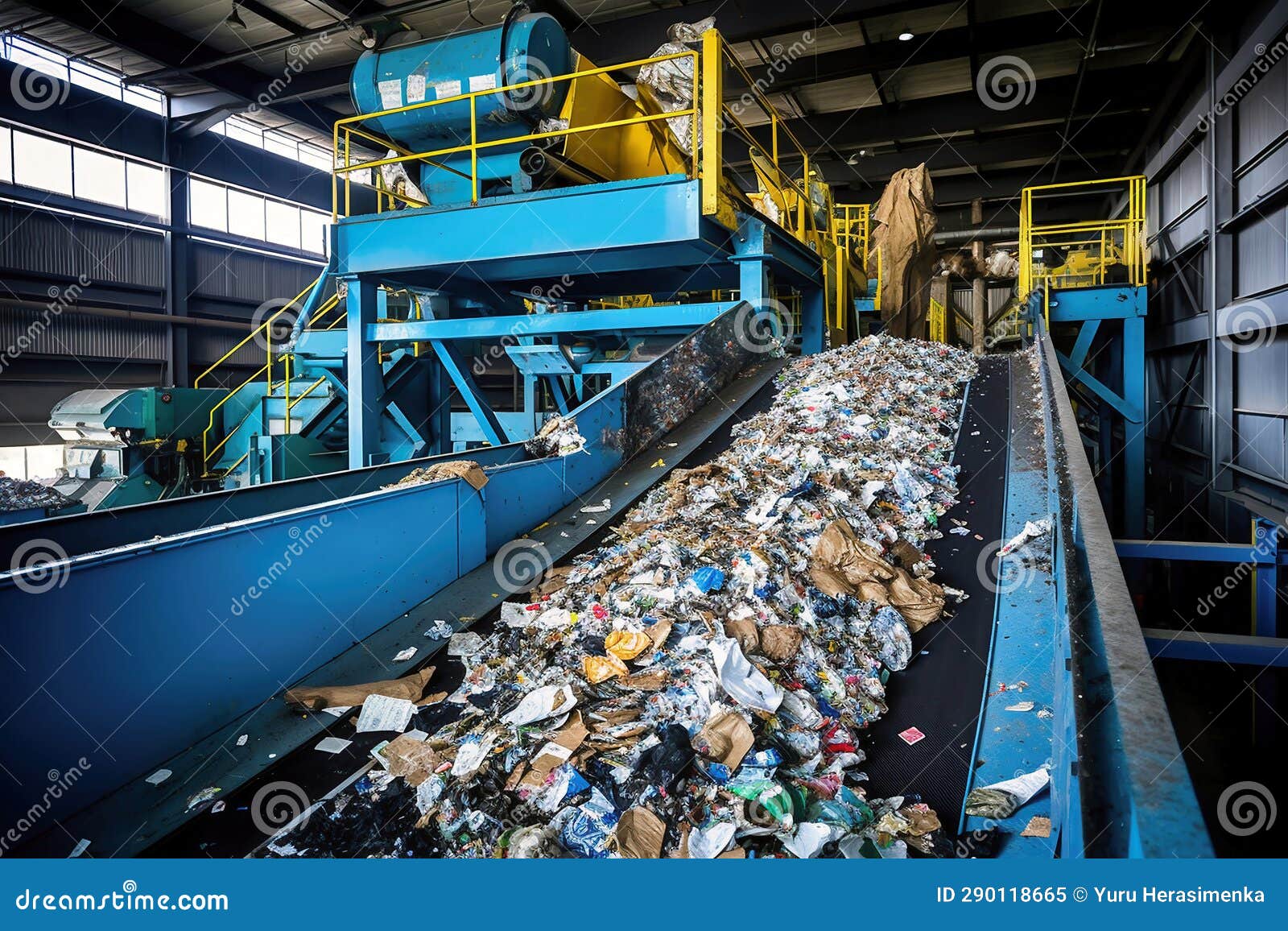 A Conveyor Belt Full of Garbage in a Factory. Plant for the Processing ...