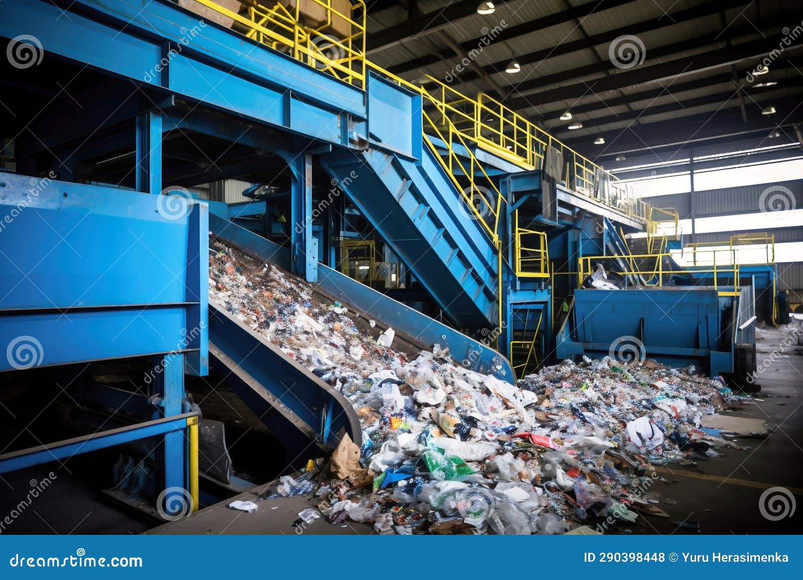 A Conveyor Belt Full of Garbage in a Factory. Plant for the Processing ...