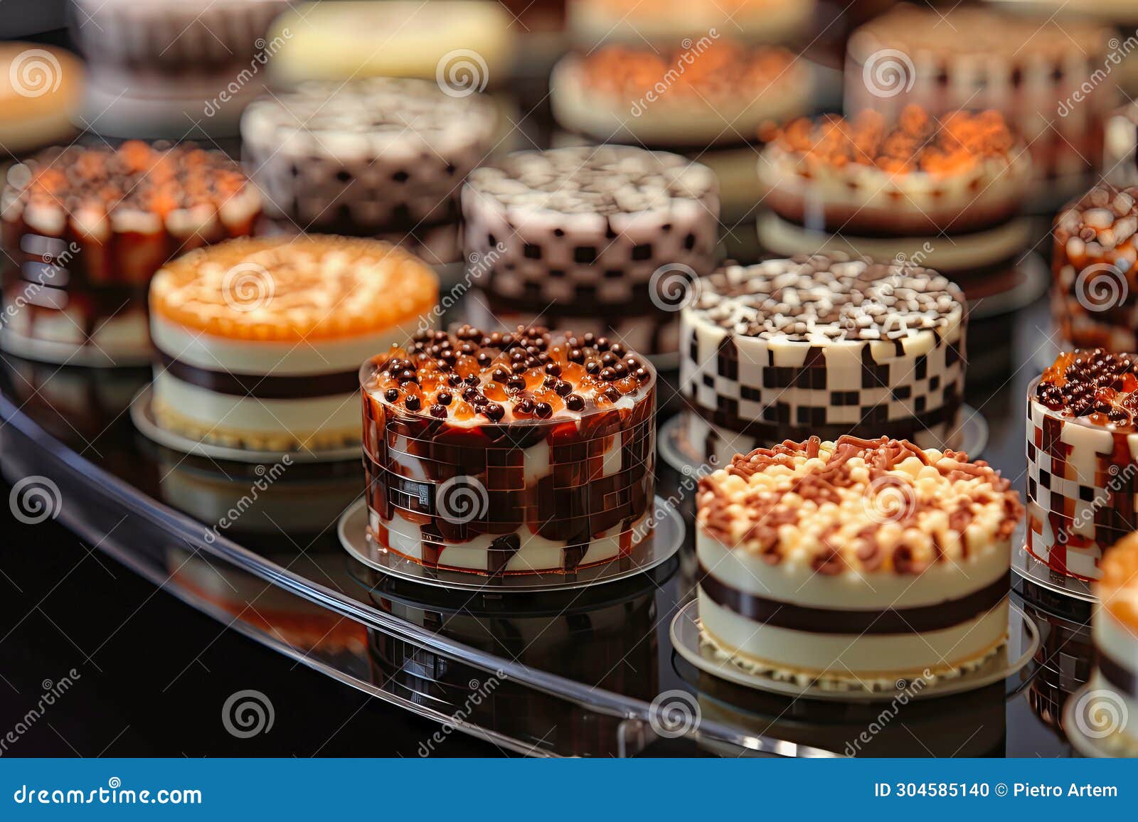 Conveyor Belt with Many Cakes on it Stock Photo - Image of dessert ...