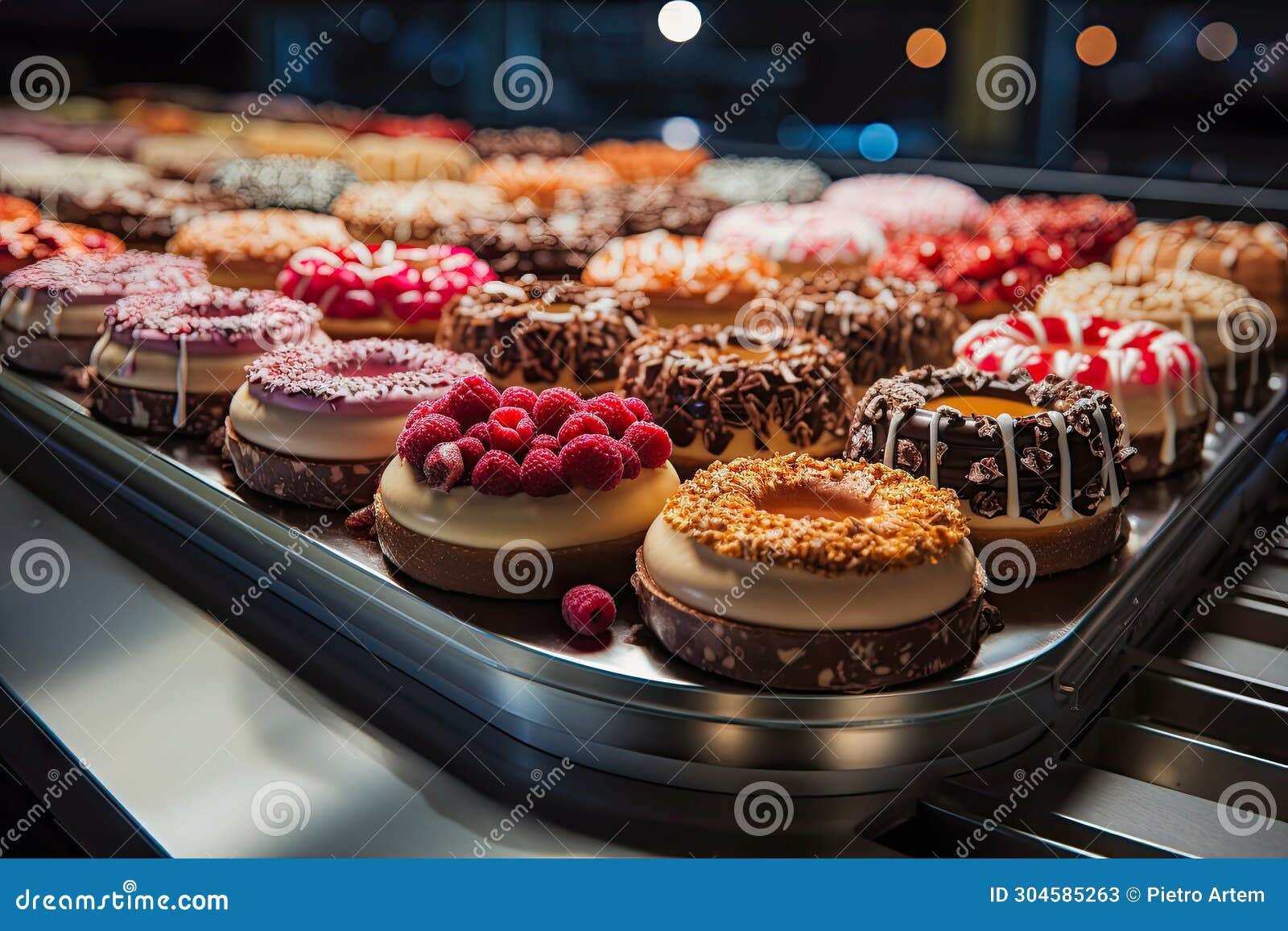 Conveyor Belt with Many Cakes on it Stock Image - Image of automation ...
