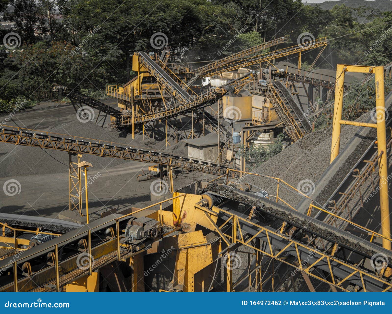 Conveyor Belt Mine Line Rock Transport Stock Photo - Image of equipment ...