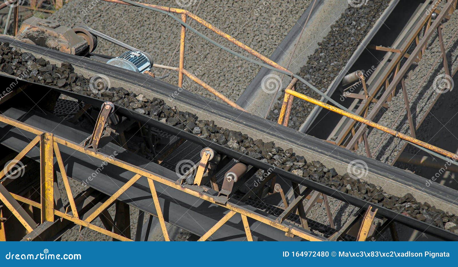 Conveyor Belt Mine Line Rock Transport Stock Photo - Image of heavy ...