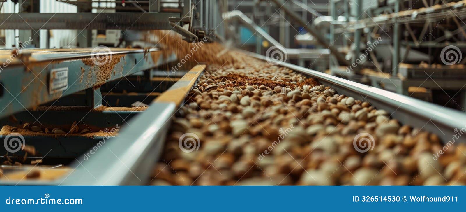 A Conveyor Belt in a Nut Processing Plant, with Various Types of Nuts ...