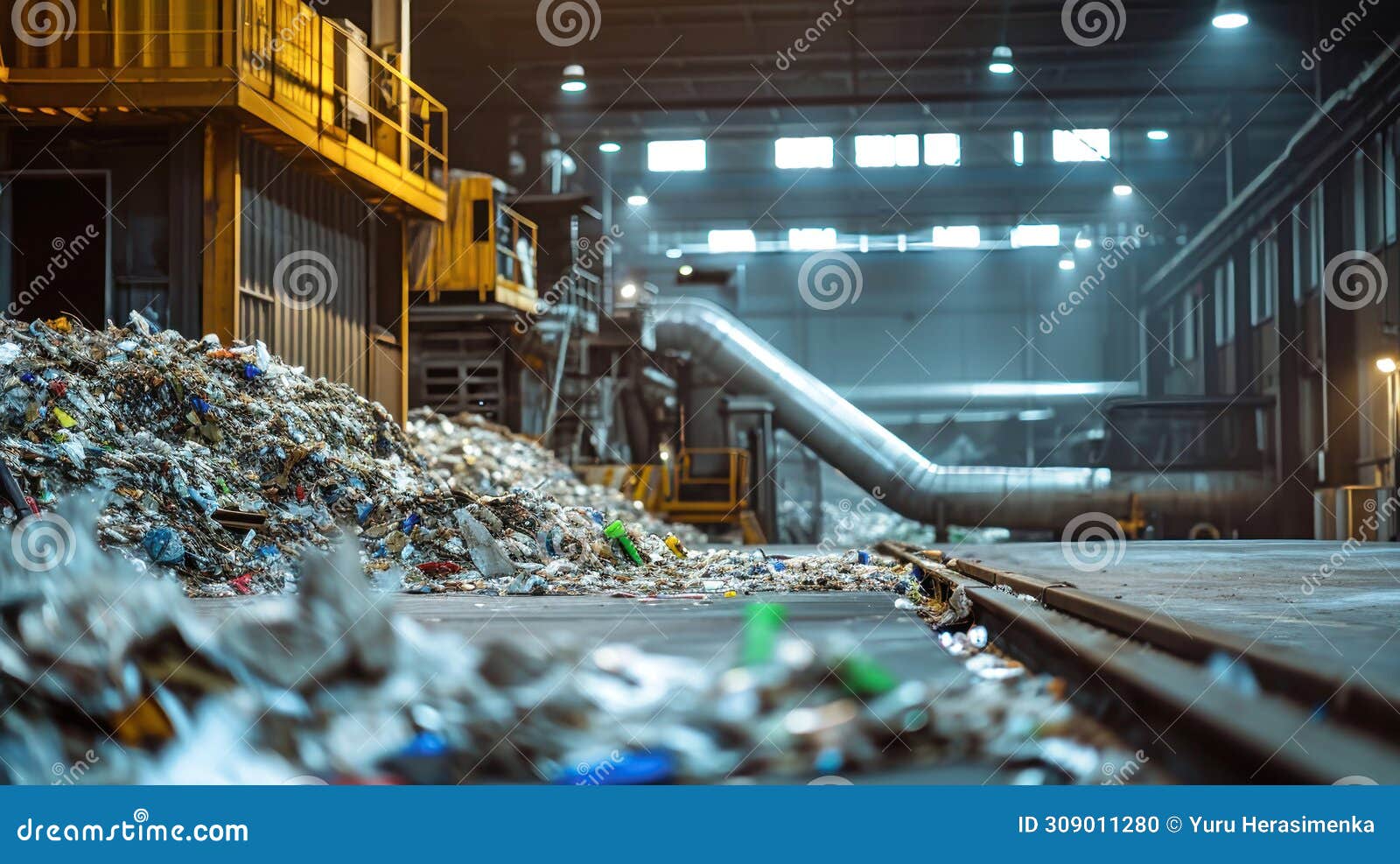 Conveyor Belt Overflowing with Waste at Garbage Processing Plant Stock ...