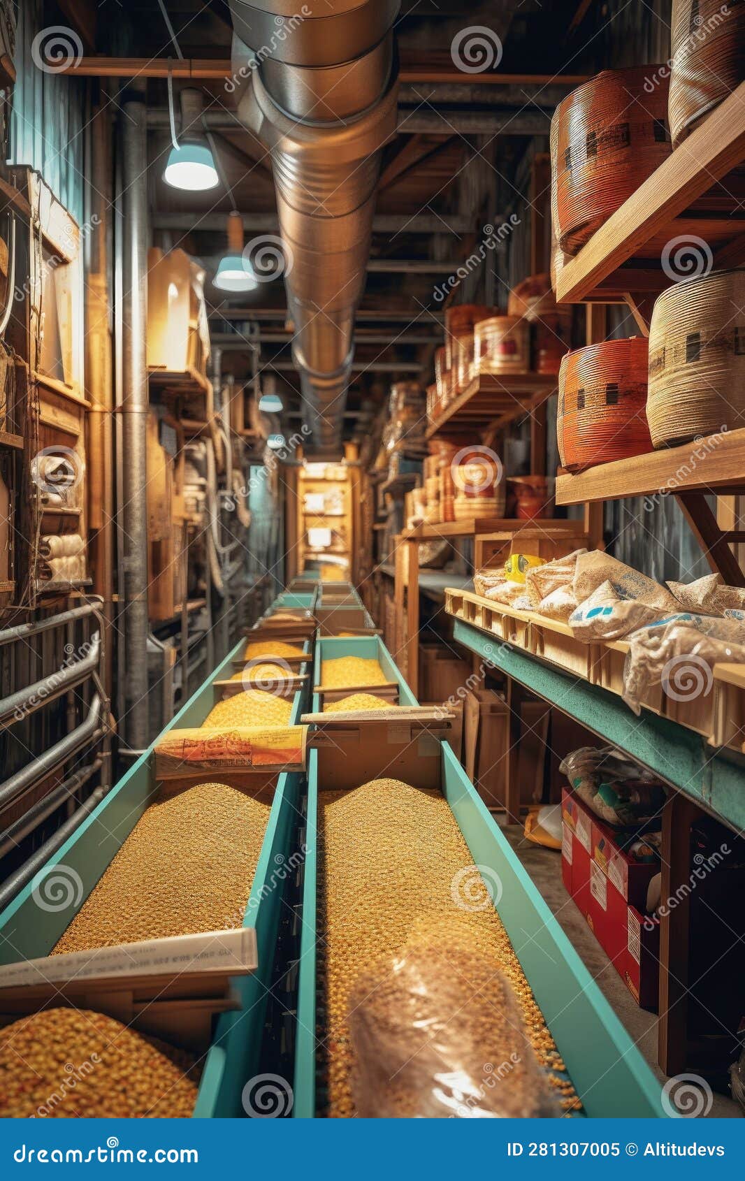 Conveyor Belt with Packaged Goods in Factory Stock Image - Image of ...